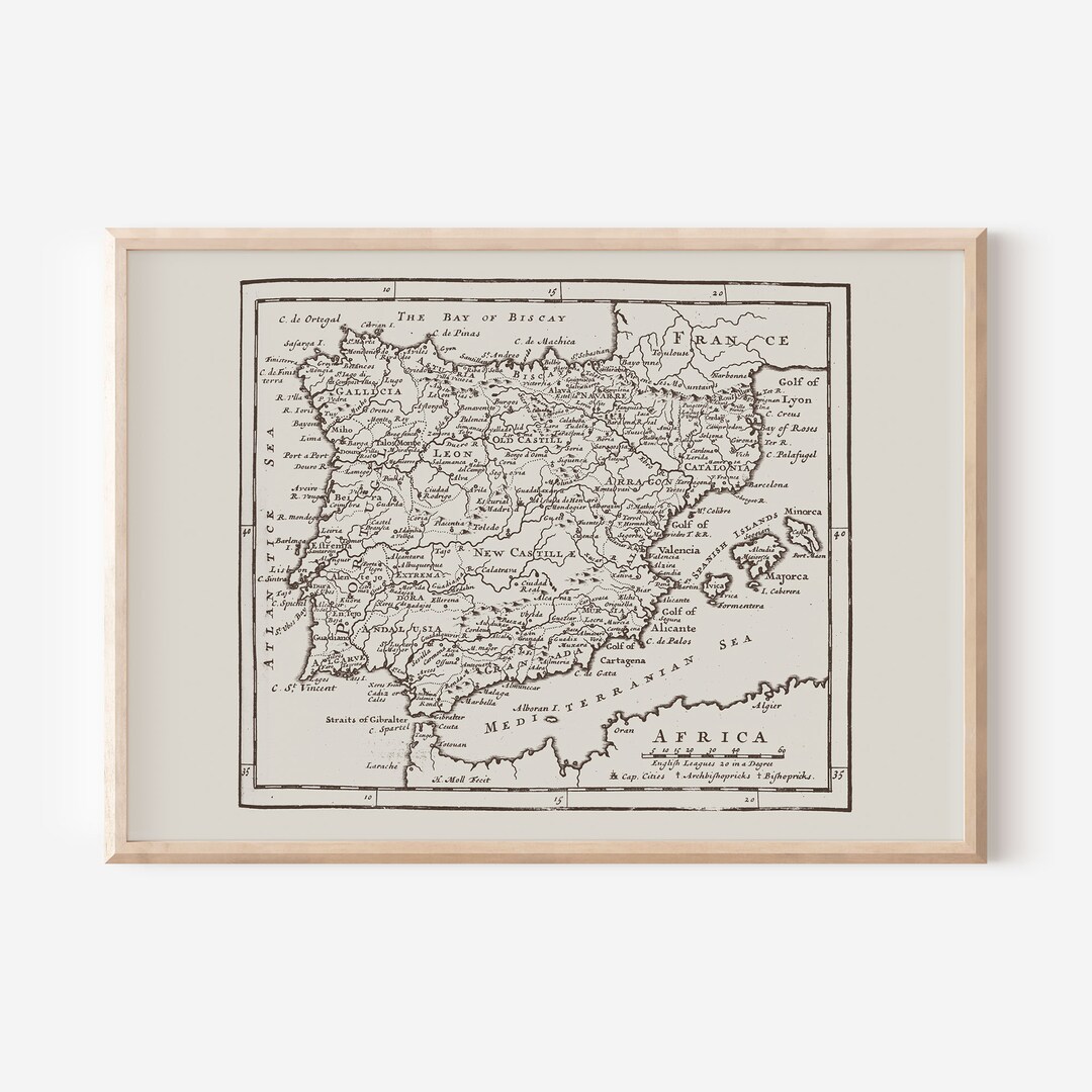 ANTIQUE SPAIN MAP, Map of Spain, Antique Home Decor, Antique Map Wall ...