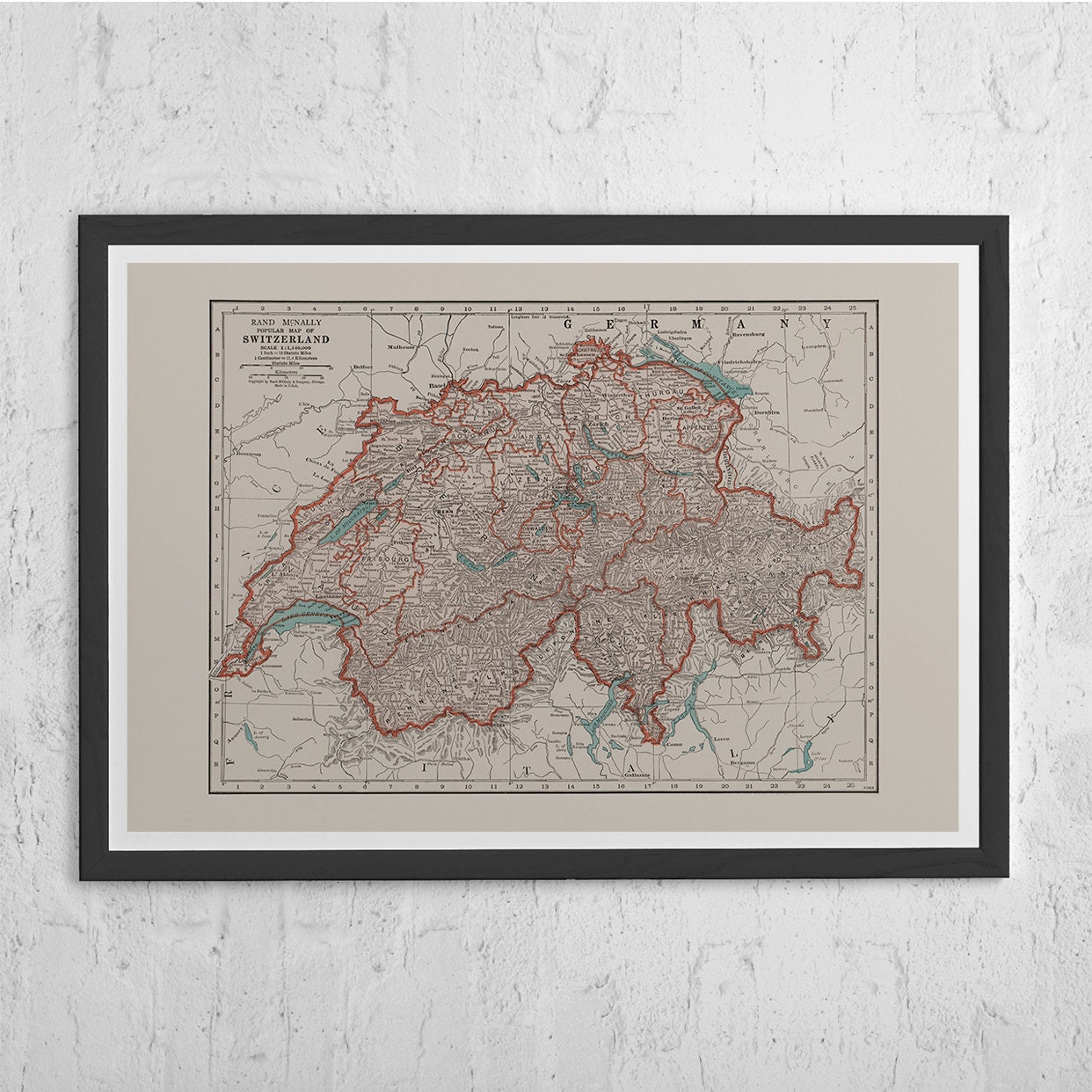 SWITZERLAND MAP PRINT Vintage Map of Switzerland Antique | Etsy