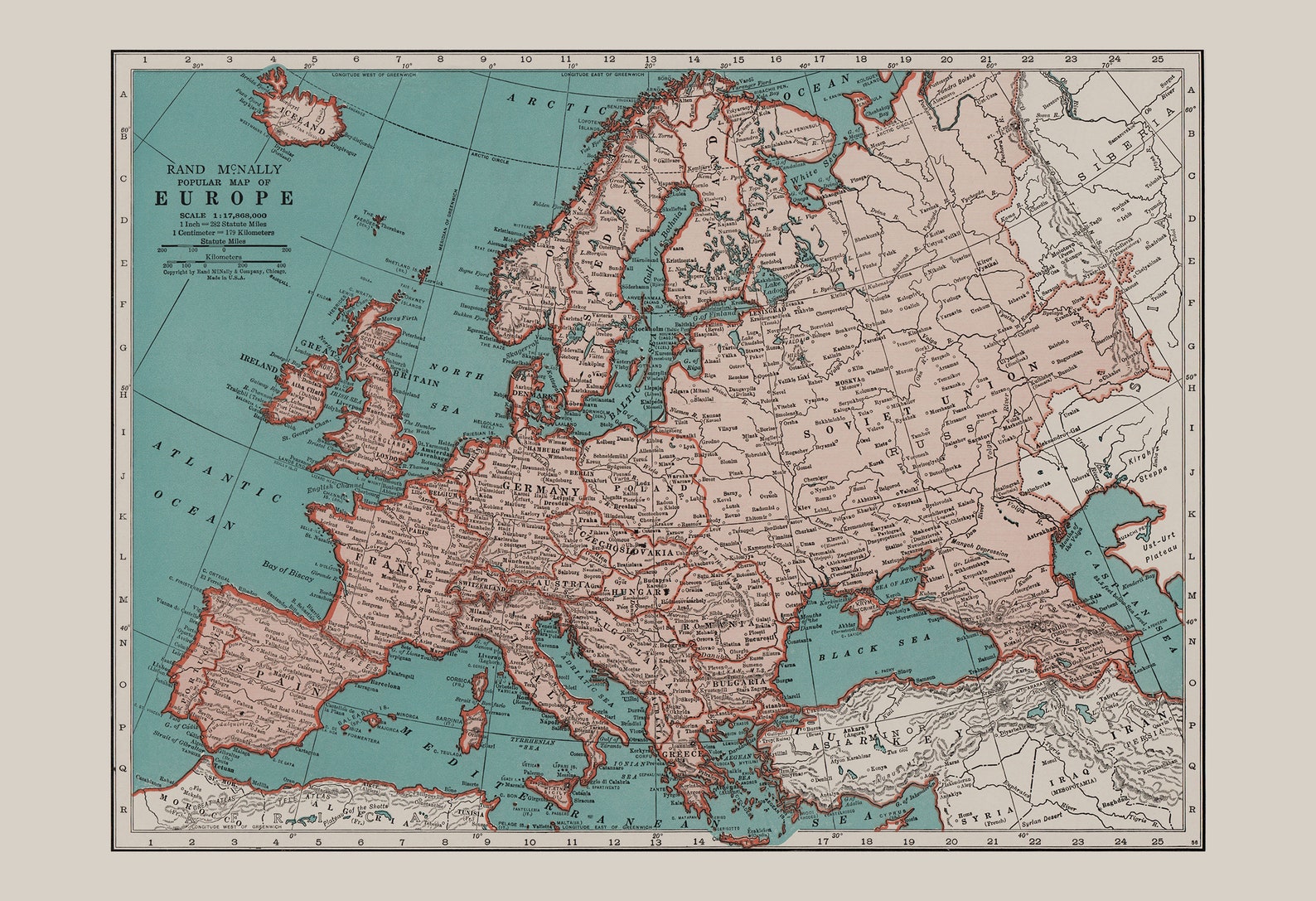 VINTAGE EUROPE MAP Vintage Map of Europe Old Map Print - Etsy