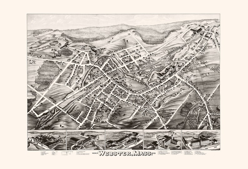 WEBSTER MAP PRINT Antique Webster Mass Map Antique Map | Etsy