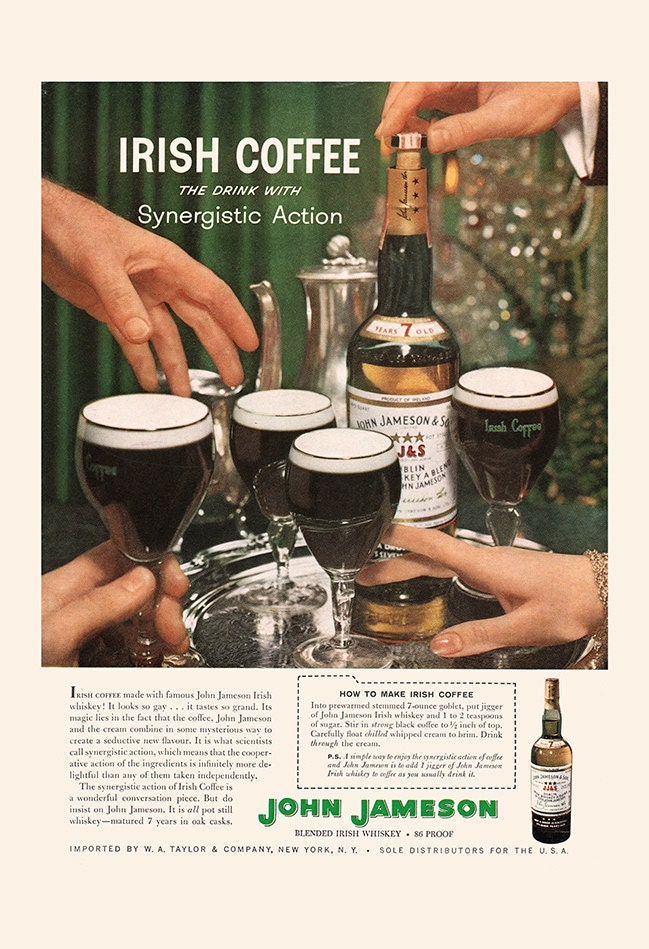 IRISH COFFEE AD Retro Irish Whiskey Ad Bar Poster Barware - Etsy