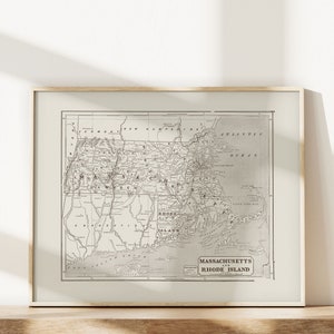 VINTAGE MASSACHUSETTS MAP Antique Map of Massachustetts and - Etsy Canada