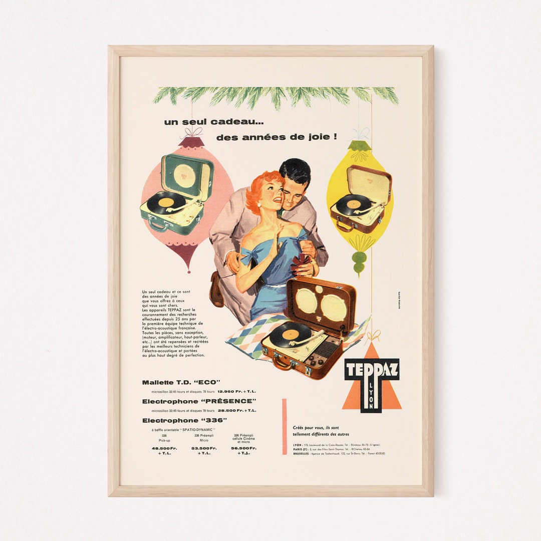 RETRO TURNTABLE AD, Retro Lp Record Ad, Mid-century Poster Retro ...