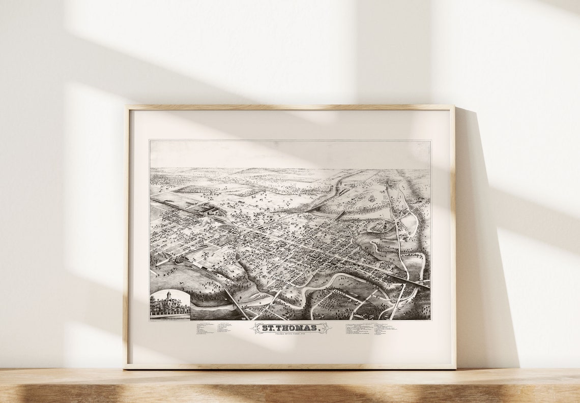 ST. THOMAS MAP Antique St Thomas Ontario Map Antique Map - Etsy