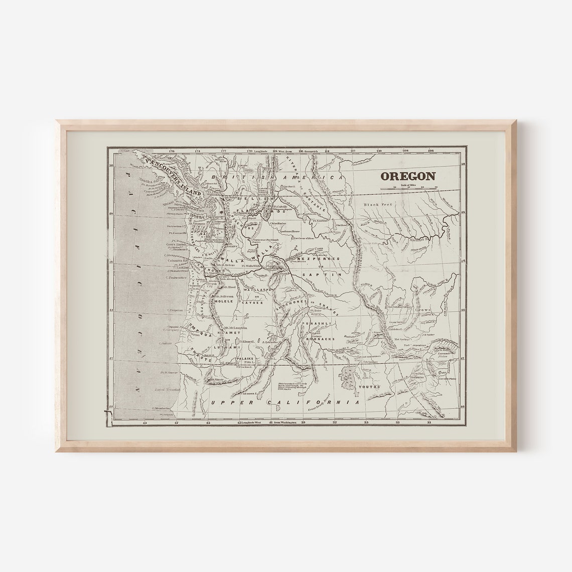 VINTAGE OREGON MAP Antique Map of Oregon Professional - Etsy