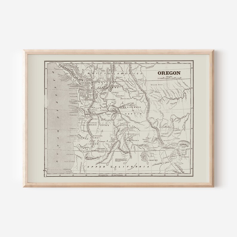 VINTAGE OREGON MAP Antique Map of Oregon Professional - Etsy