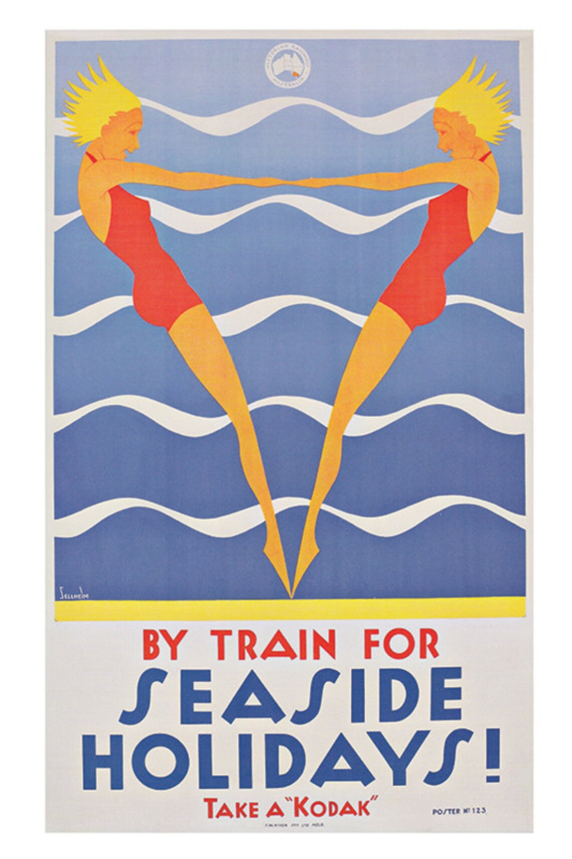 Aquatic Travel Poster Retro Seaside Ad 1930s Nautical | Etsy