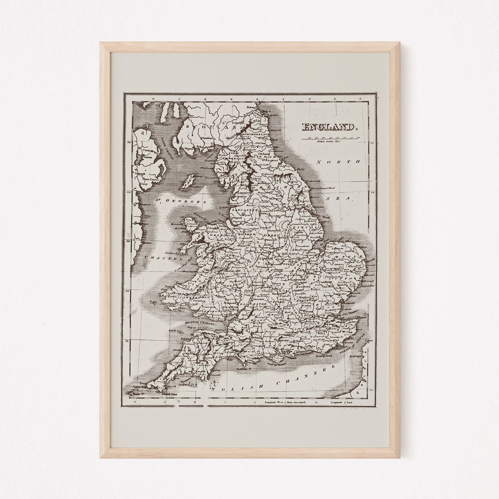 VINTAGE ENGLAND MAP Retro Map of England Minimalist England - Etsy