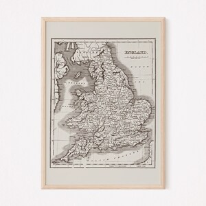 VINTAGE ENGLAND MAP Retro Map of England Minimalist England - Etsy