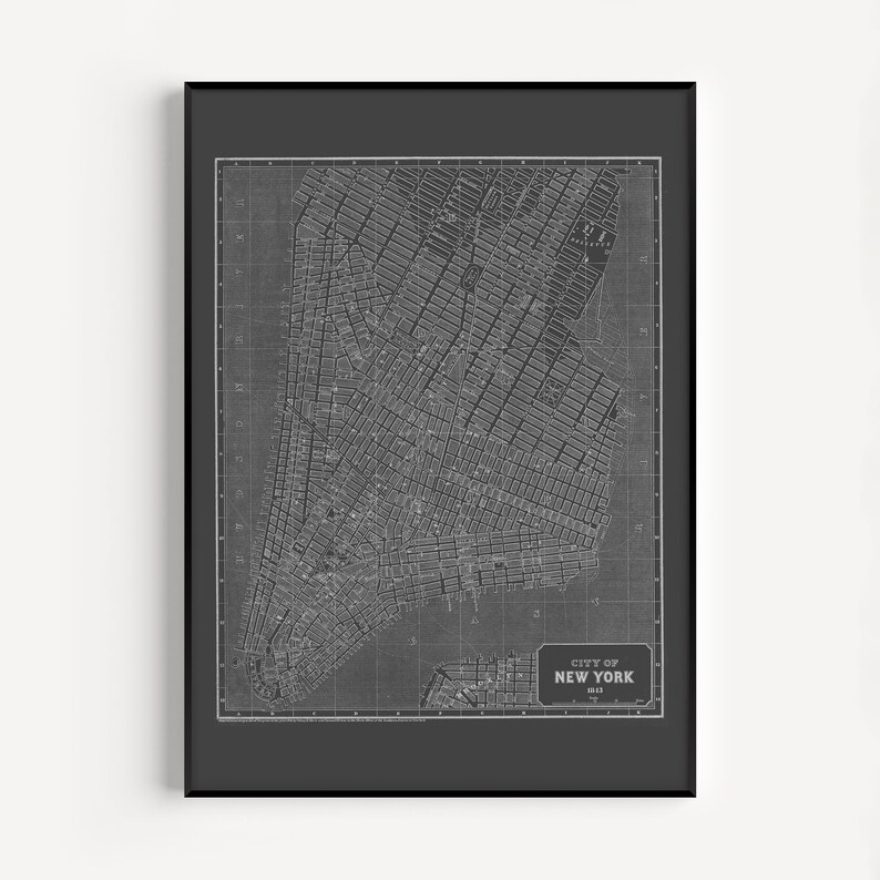 NEW YORK CITY Art Map Blueprint Map of New York City - Etsy