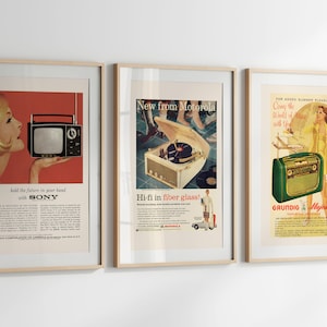 RETRO LIVING ROOM Wall Art, Vintage Rec Room Decor, Cool Retro Karaoke ...