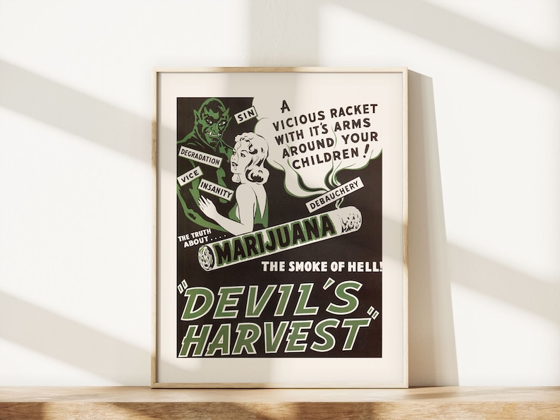 RETRO MARIJUANA POSTER Devils Harvest Movie Poster High - Etsy