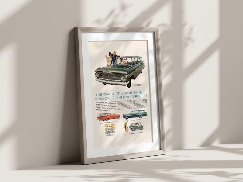 VINTAGE 1959 CAR Ad, Classic Station Wagon Ad, Retro Car Poster ...
