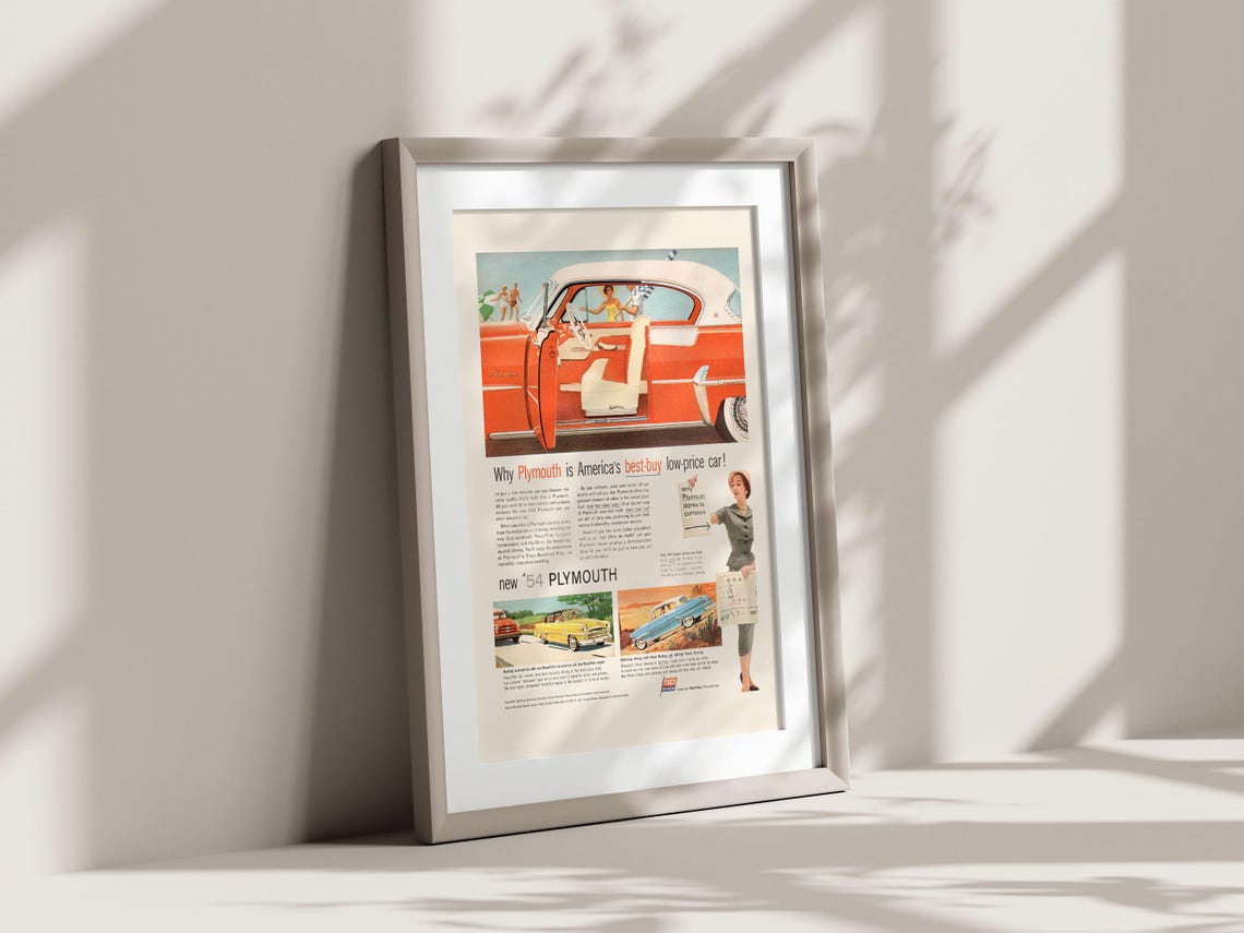 1954 AMERICAN CAR AD, Vintage Car Poster, Retro Kitsch, Car Lover Gift ...