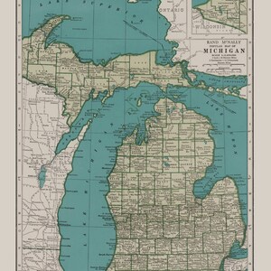 VINTAGE MICHIGAN MAP Vintage Map of Michigan Wall Art - Etsy