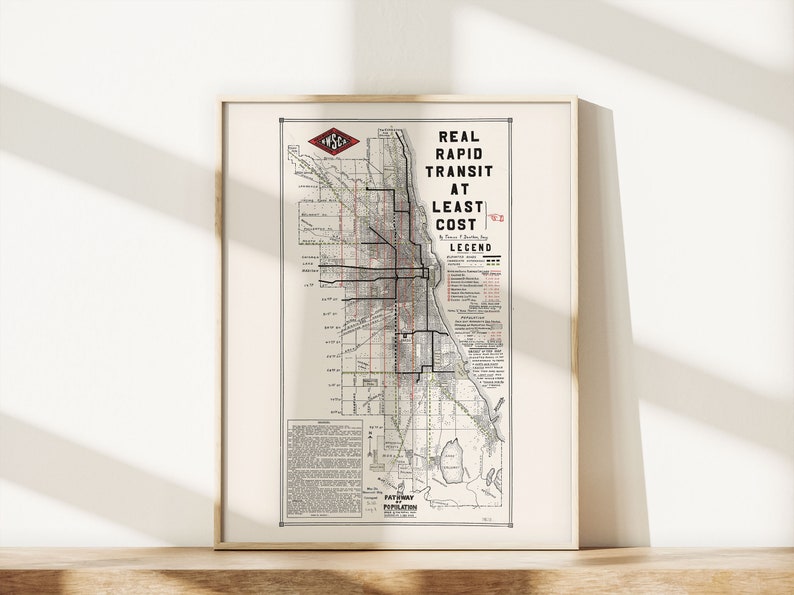 CHICAGO SUBWAY MAP Retro Map of Chicago Professional - Etsy
