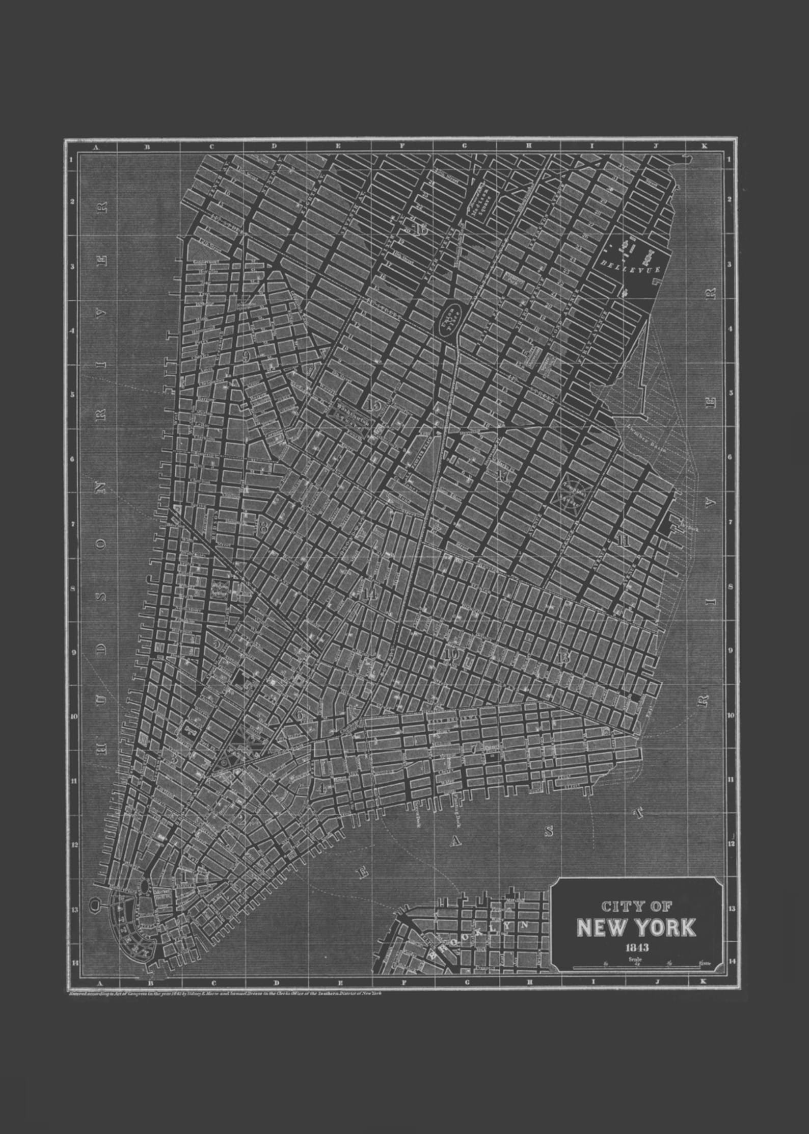 NEW YORK CITY Art Map Blueprint Map of New York City | Etsy