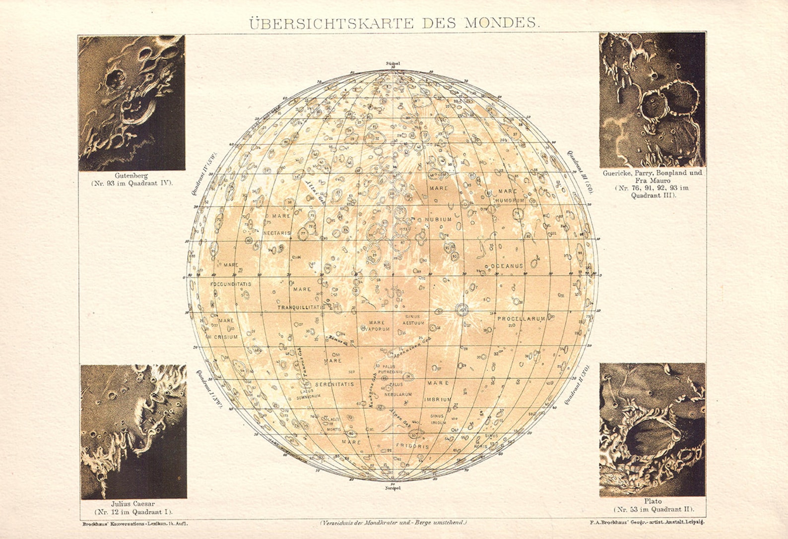 MOON MAP Print Vintage MOON Print Professional | Etsy