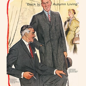 GENTLEMEN FASHION AD, Retro Mid-century Fashion Ad, Vintage Mens Ad ...