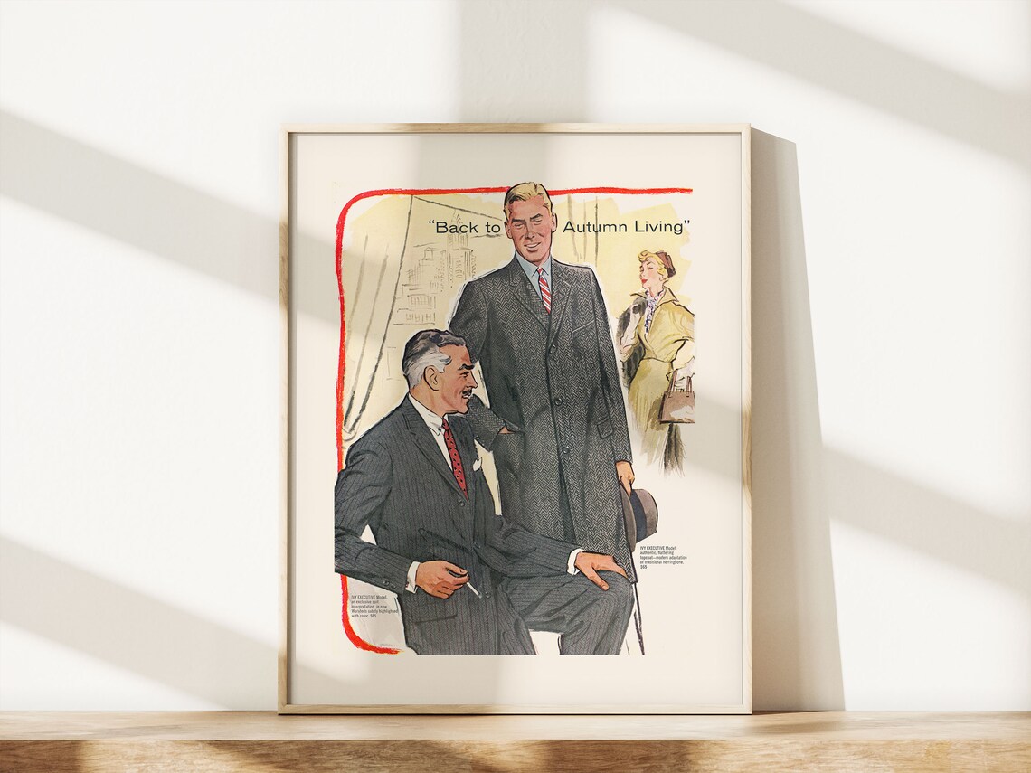 GENTLEMEN FASHION AD Retro Mid-century Fashion Ad Vintage - Etsy