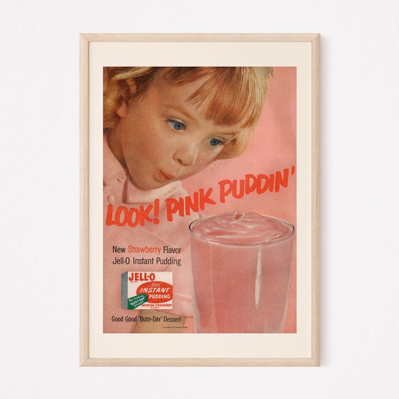 VINTAGE KITCHEN AD Retro Pink Pudding Ad Poster Vintage - Etsy