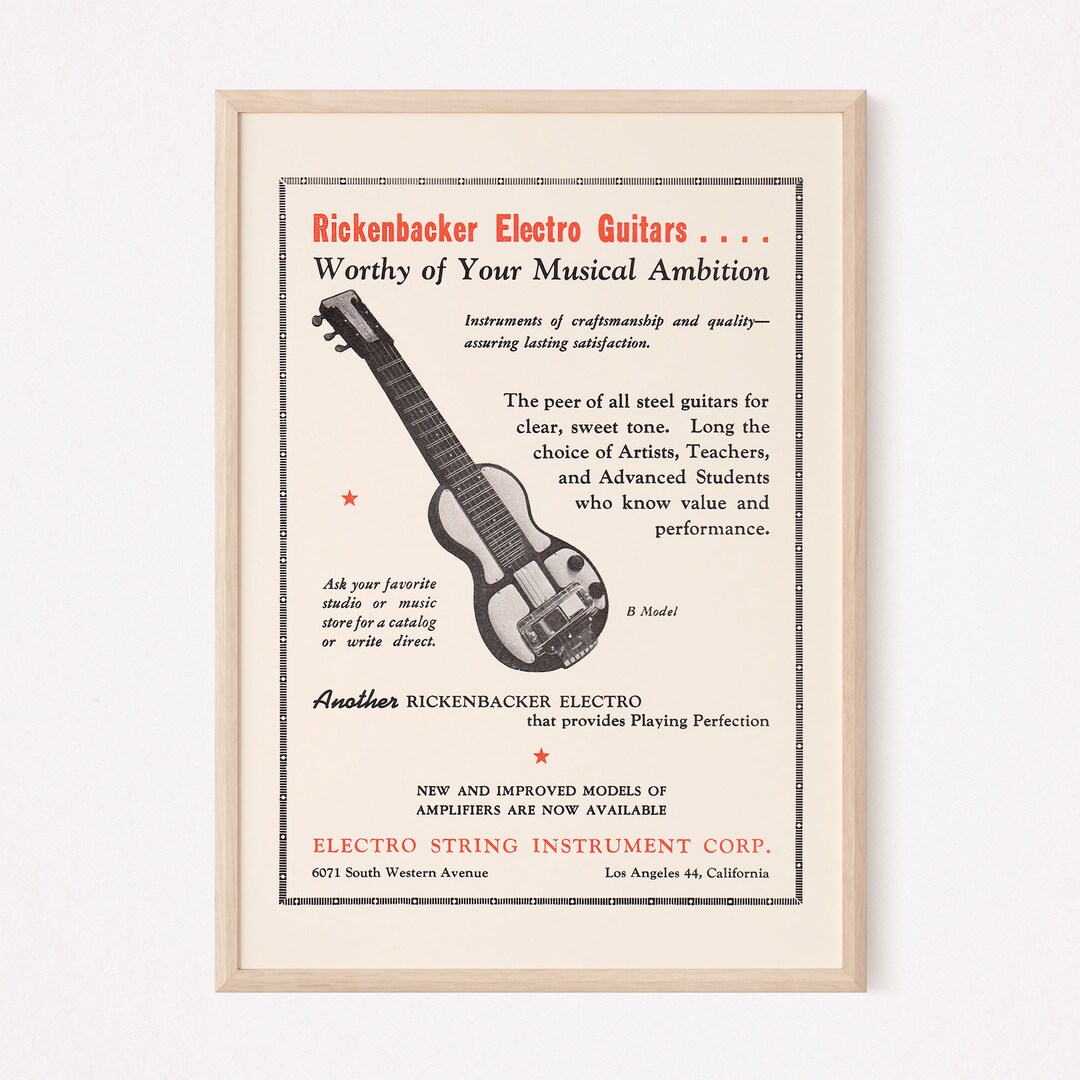 ELECTRIC GUITAR AD, Vintage Retro Guitar Ad, Guitar Collector Poster ...