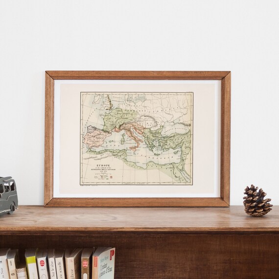VINTAGE MAP of EUROPE Historical Map Office Wall Art | Etsy