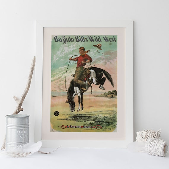 COWBOY POSTER ART Bucking Bronco Buffalo Bill Poster 1885 | Etsy