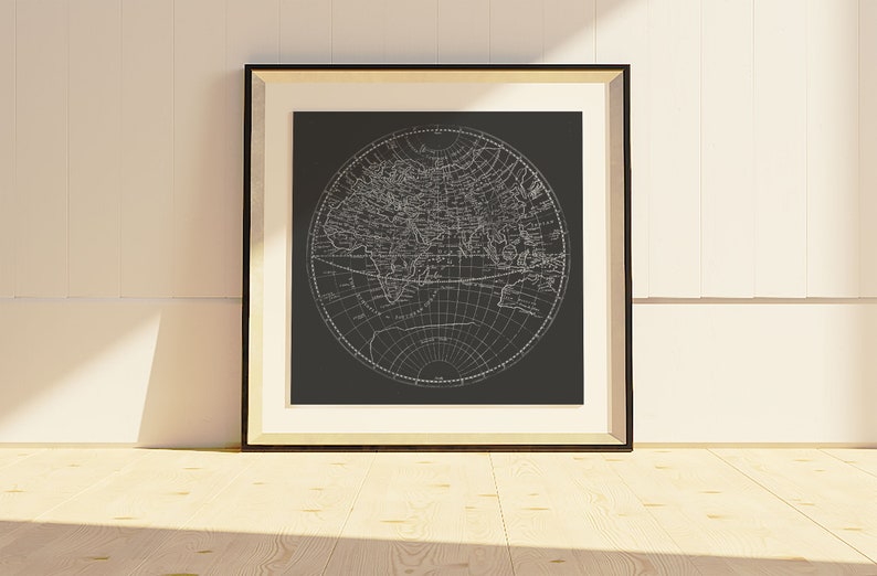 BLUEPRINT WORLD MAP World Map Print Minimalist Map - Etsy
