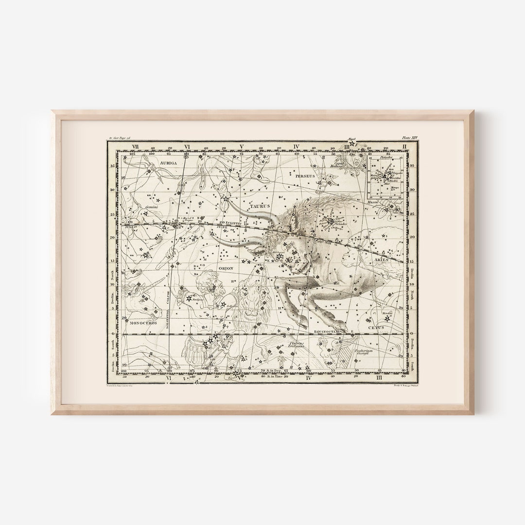 TAURUS STAR MAP Print, Zodiac Sign Print, Zodiac Sign Gift, Horoscope ...