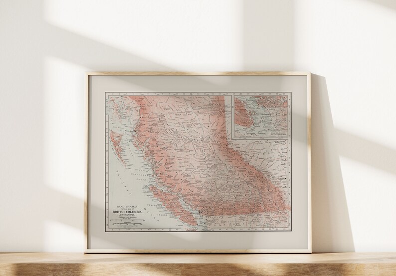 BRITISH COLUMBIA MAP Vintage Map of B.C. Canada Wall Art - Etsy Canada