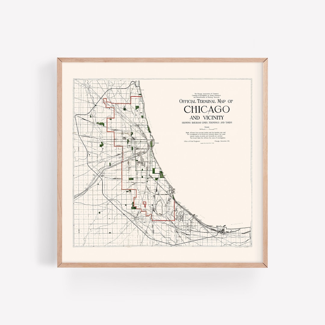 VINTAGE CHICAGO MAP, Retro Grid Map Print, Minimalist Chicago Map ...