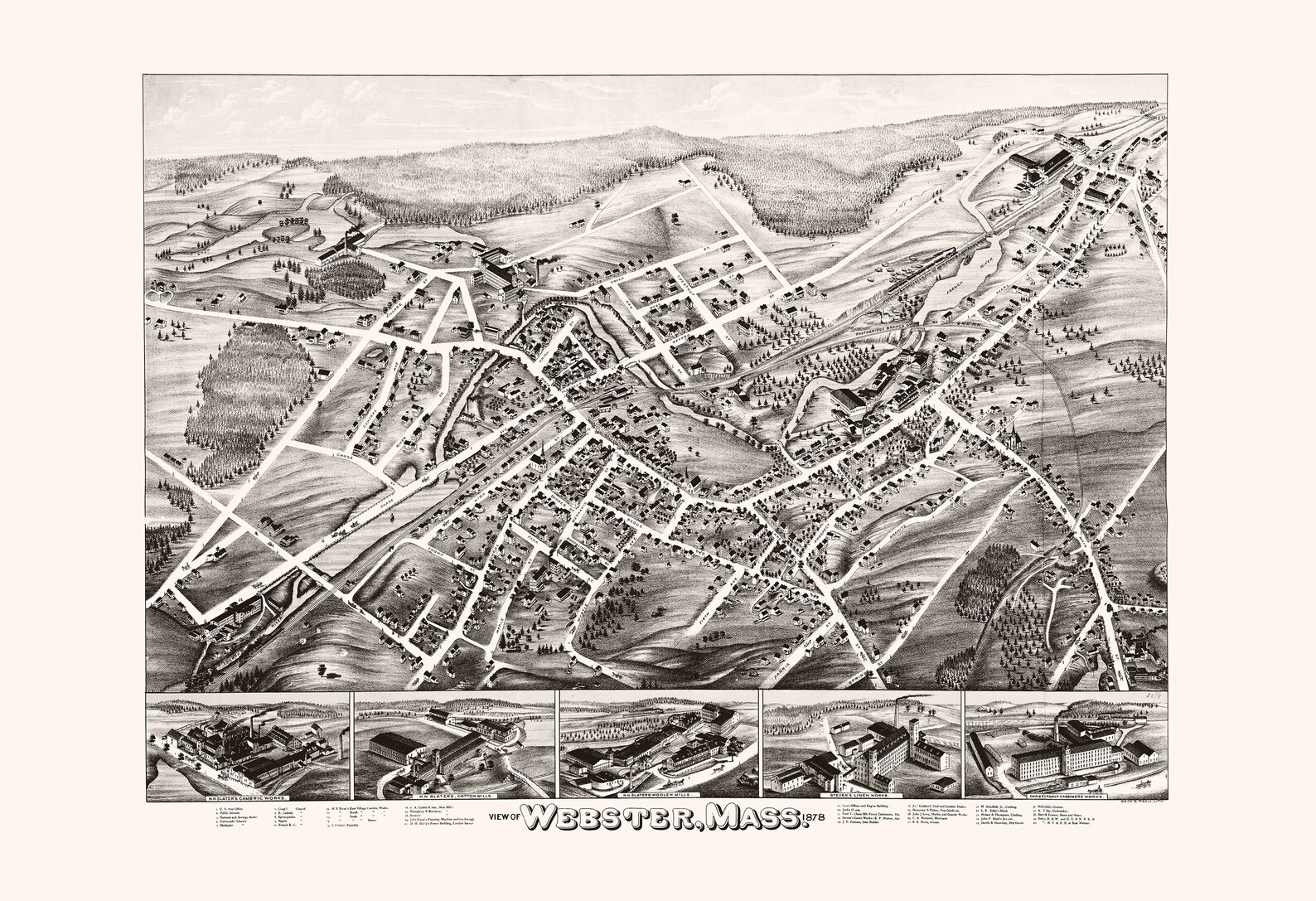 WEBSTER MAP PRINT Antique Webster Mass Map Antique Map - Etsy