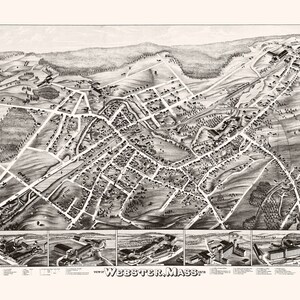 WEBSTER MAP PRINT, Antique Webster Mass Map, Antique Map Print ...