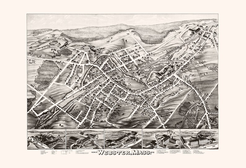 WEBSTER MAP PRINT, Antique Webster Mass Map, Antique Map Print ...