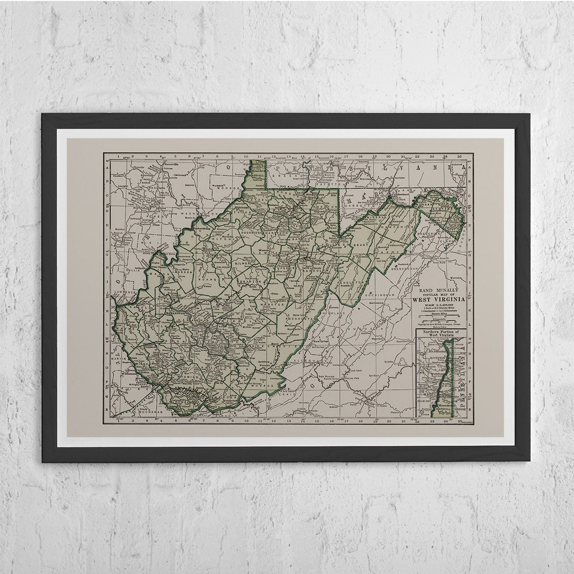 WEST VIRGINIA MAP Vintage Map of West Virginia Antique Map - Etsy