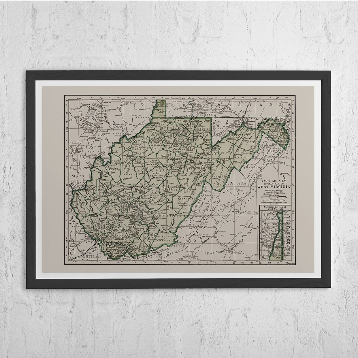 WEST VIRGINIA MAP Vintage Map of West Virginia Antique Map | Etsy