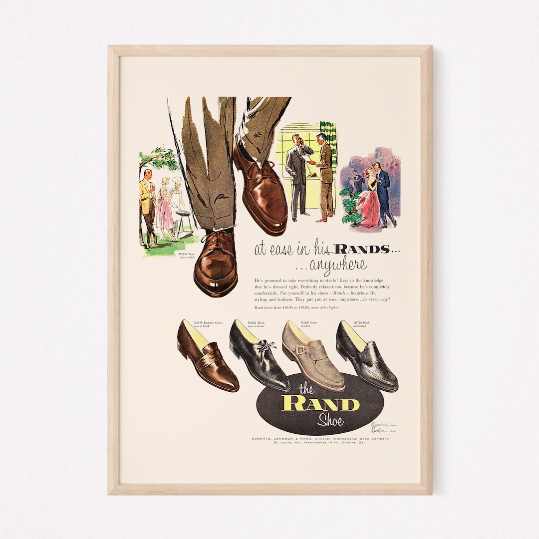 VINTAGE MEN'S SHOES Ad, Classic Mens Shoes Ad, Mid-century Mens Fashion ...
