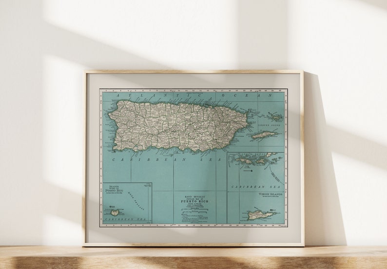 PUERTO RICO MAP Vintage Map of Puerto Rico Vintage Map - Etsy