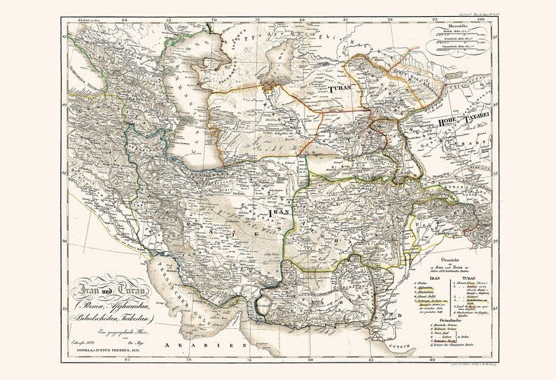 ANCIENT PERSIA MAP Map of Iran and Turan Historical Persia - Etsy