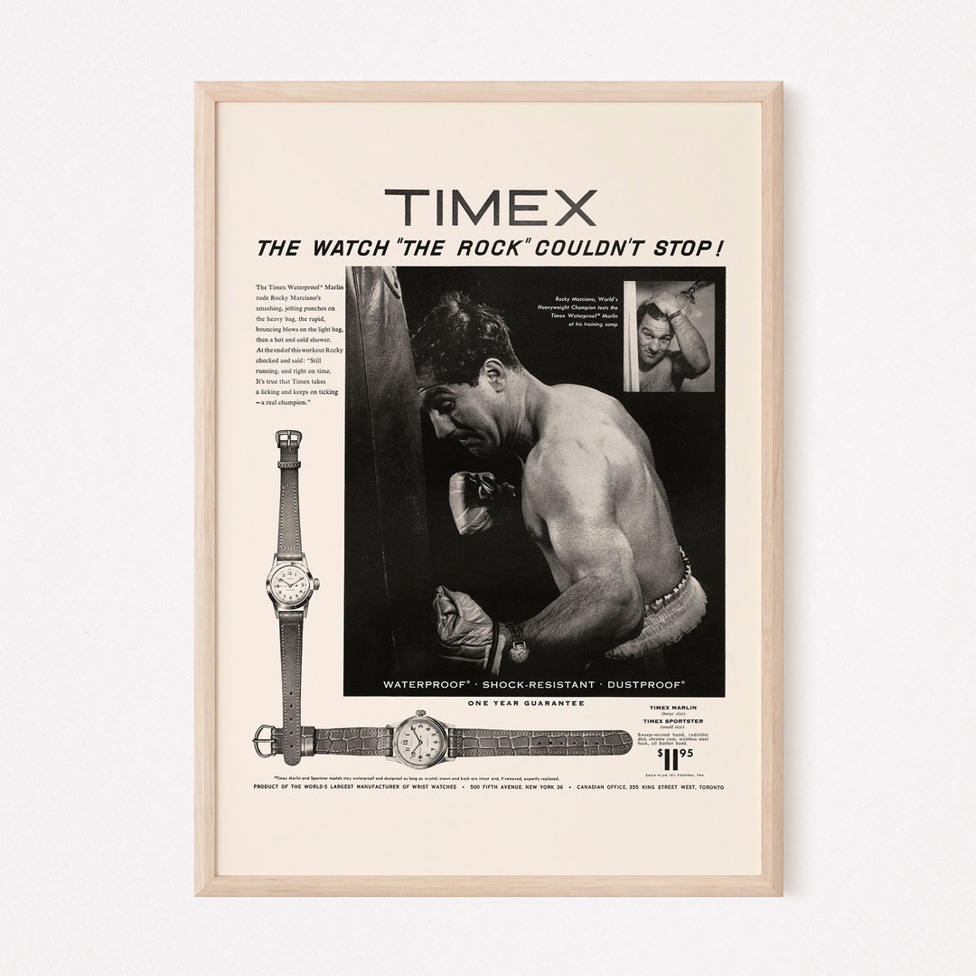 ROCKY MARCIANO POSTER, Retro Watch Ad, Classic Watch Ad, Boxing Poster ...