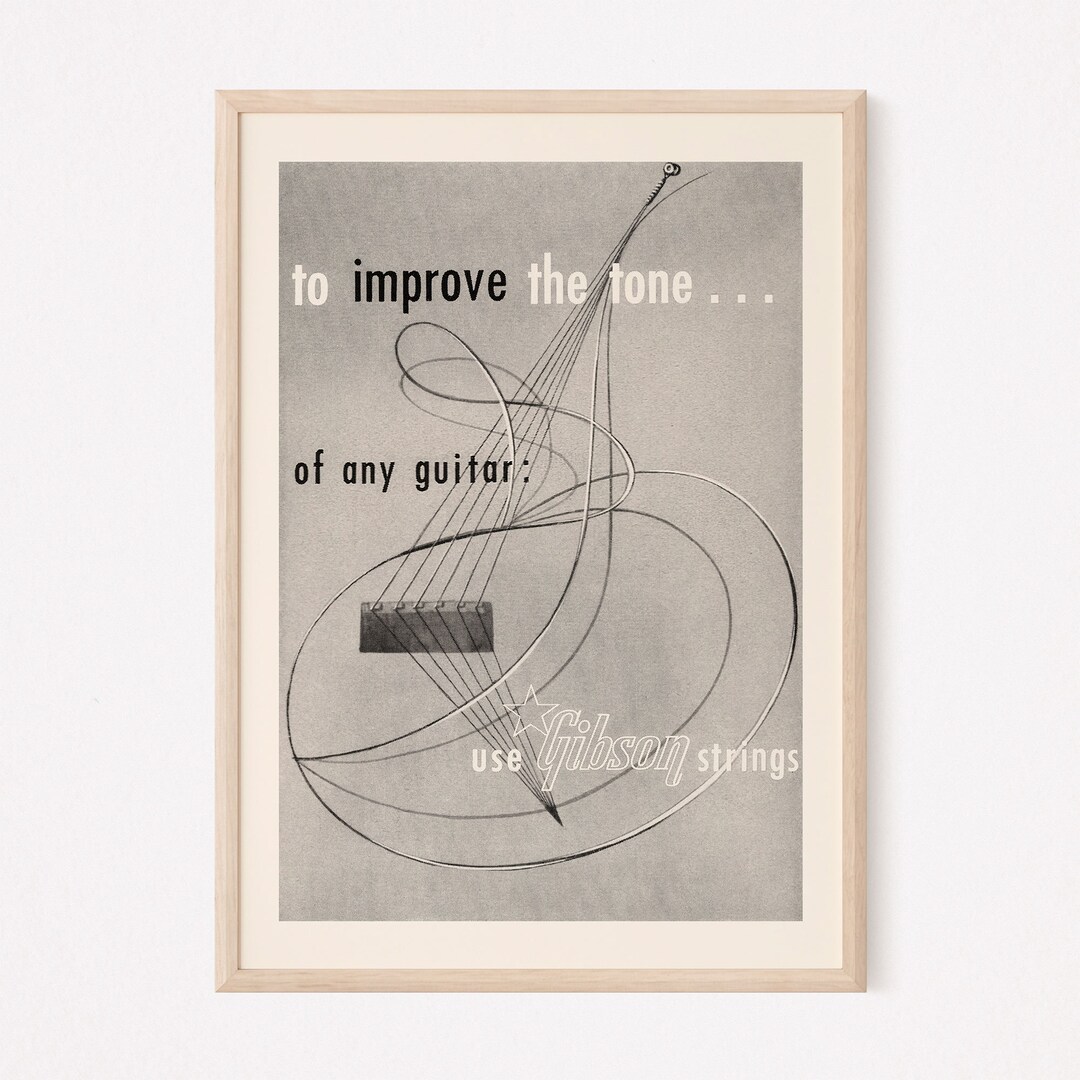VINTAGE GUITAR STRINGS Ad, Retro Mid-century Ad, Vintage Guitar Poster ...