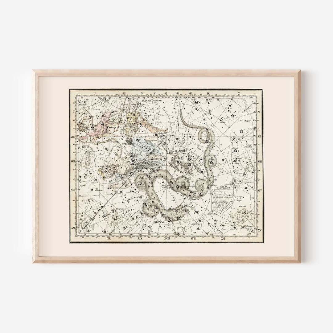 ZODIAC MAP Print, ANTIQUE Star Map Print, Zodiac Sign Gift ...