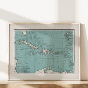 MAP of the CARIBBEAN, Vintage Maps of Cuba, Jamaica, the Bahamas ...