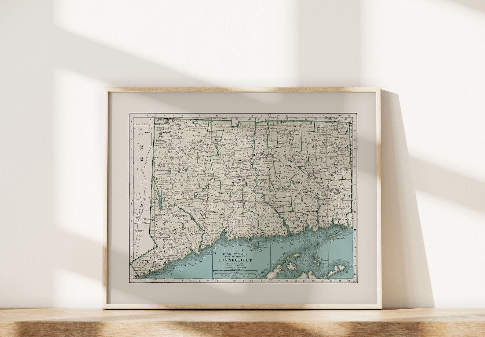 VINTAGE CONNECTICUT MAP Vintage Map of Connecticut U.S.A. - Etsy