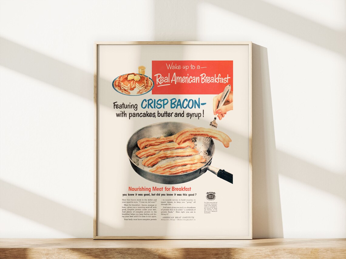 VINTAGE BACON AD Retro Mid-century Ad Vintage Kitchen - Etsy