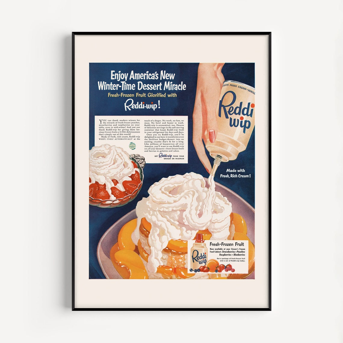 VINTAGE WHIPPED CREAM Print Whipped Cream Ad Kitchen - Etsy