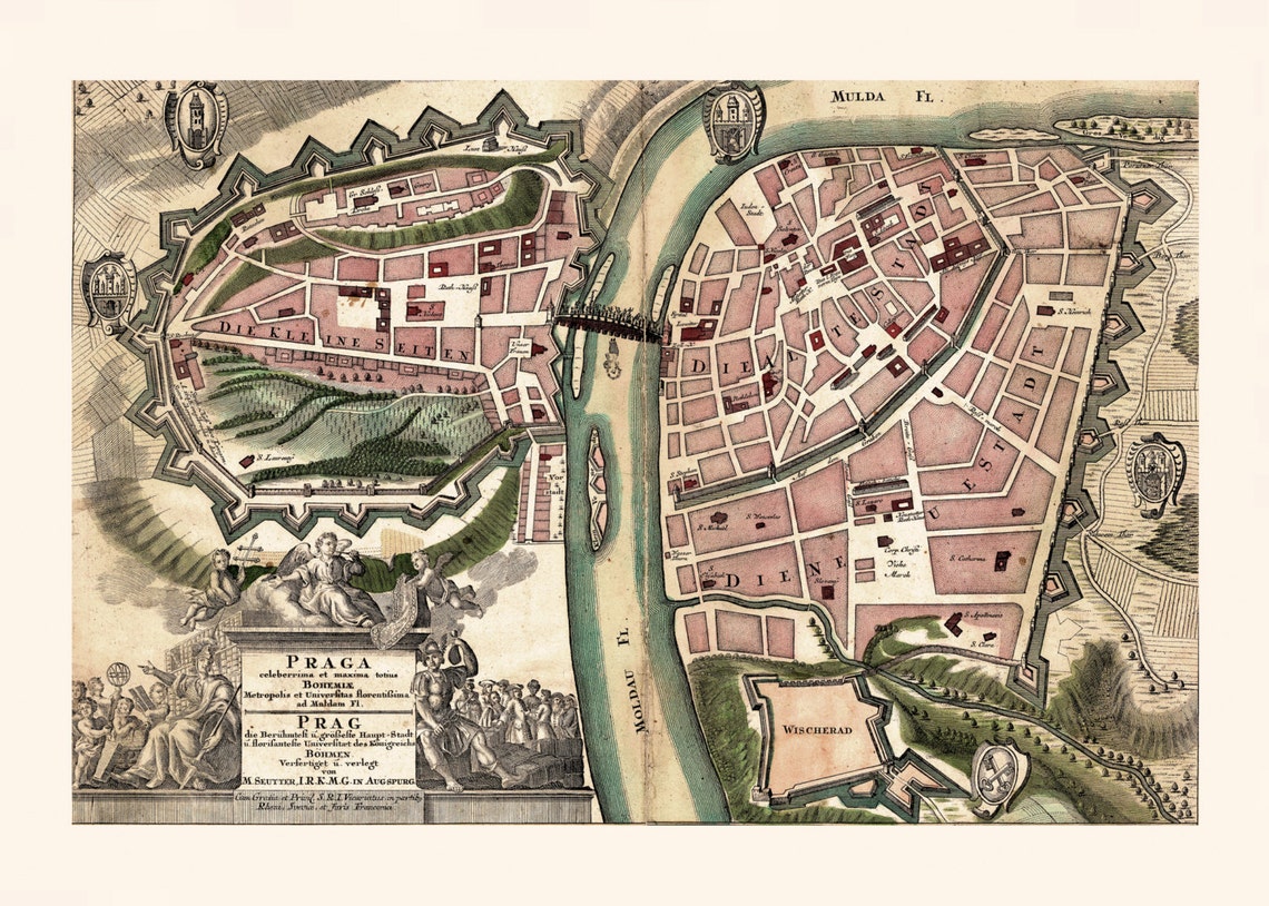 ANTIQUE PRAGUE MAP Map of Prague Historical Map Antique - Etsy Canada