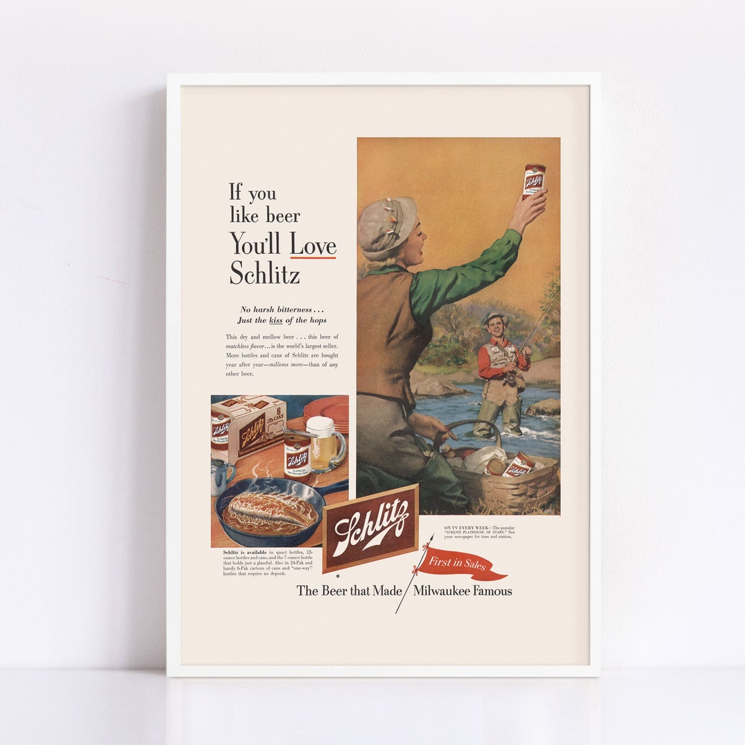 VINTAGE FISHING POSTER, Vintage Beer Ad Poster, High Quality ...