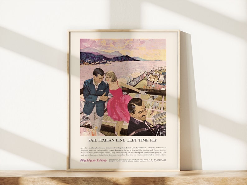 VINTAGE ITALY TRAVEL Ad Retro Mid-century Cruise Line Ad - Etsy